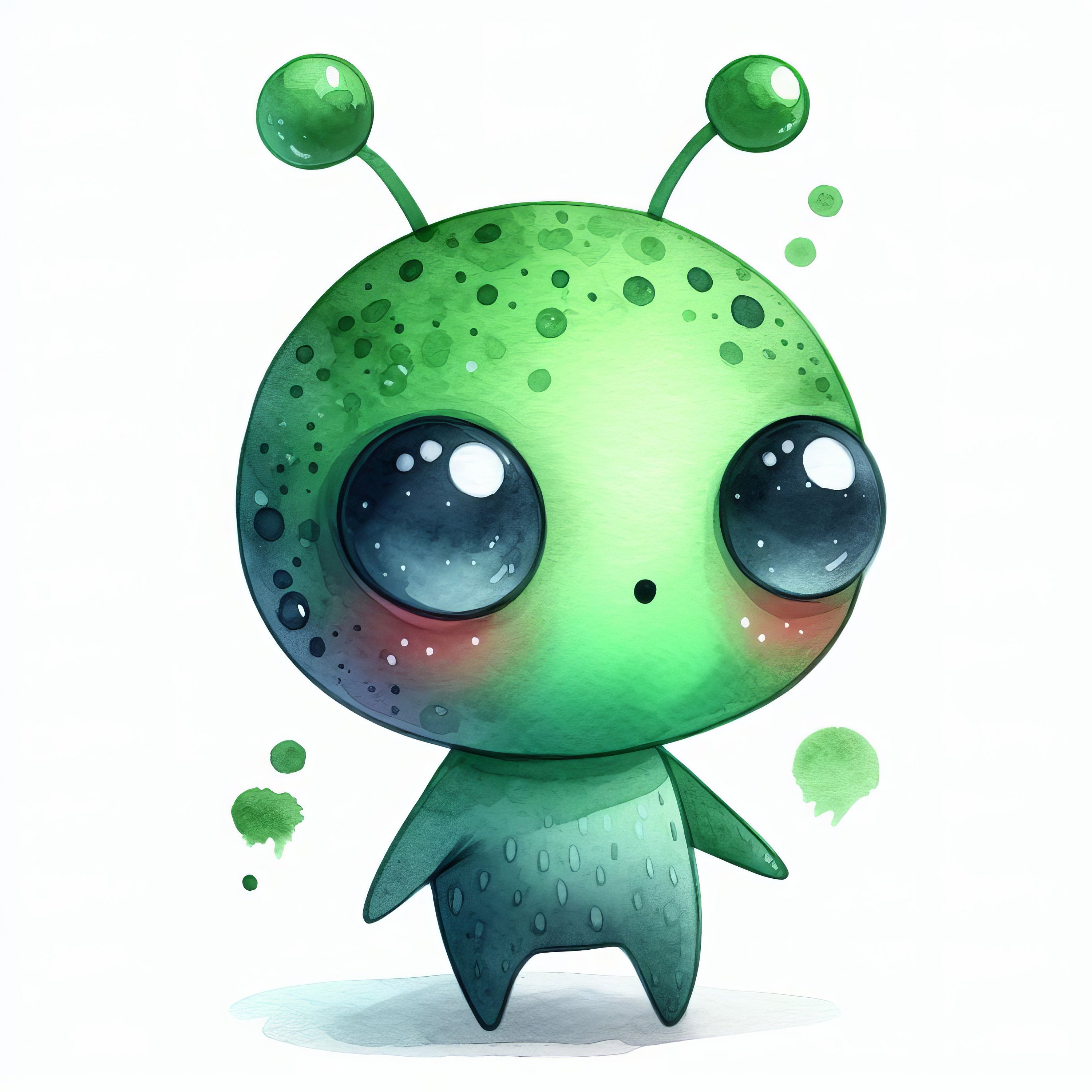 Whimsical Green Aliens V2 Halloween, Monsters, Wall Art, Card Making ...