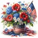 Patriotic Flowers American Flag, July 4th, Digital Art, Card Making ...