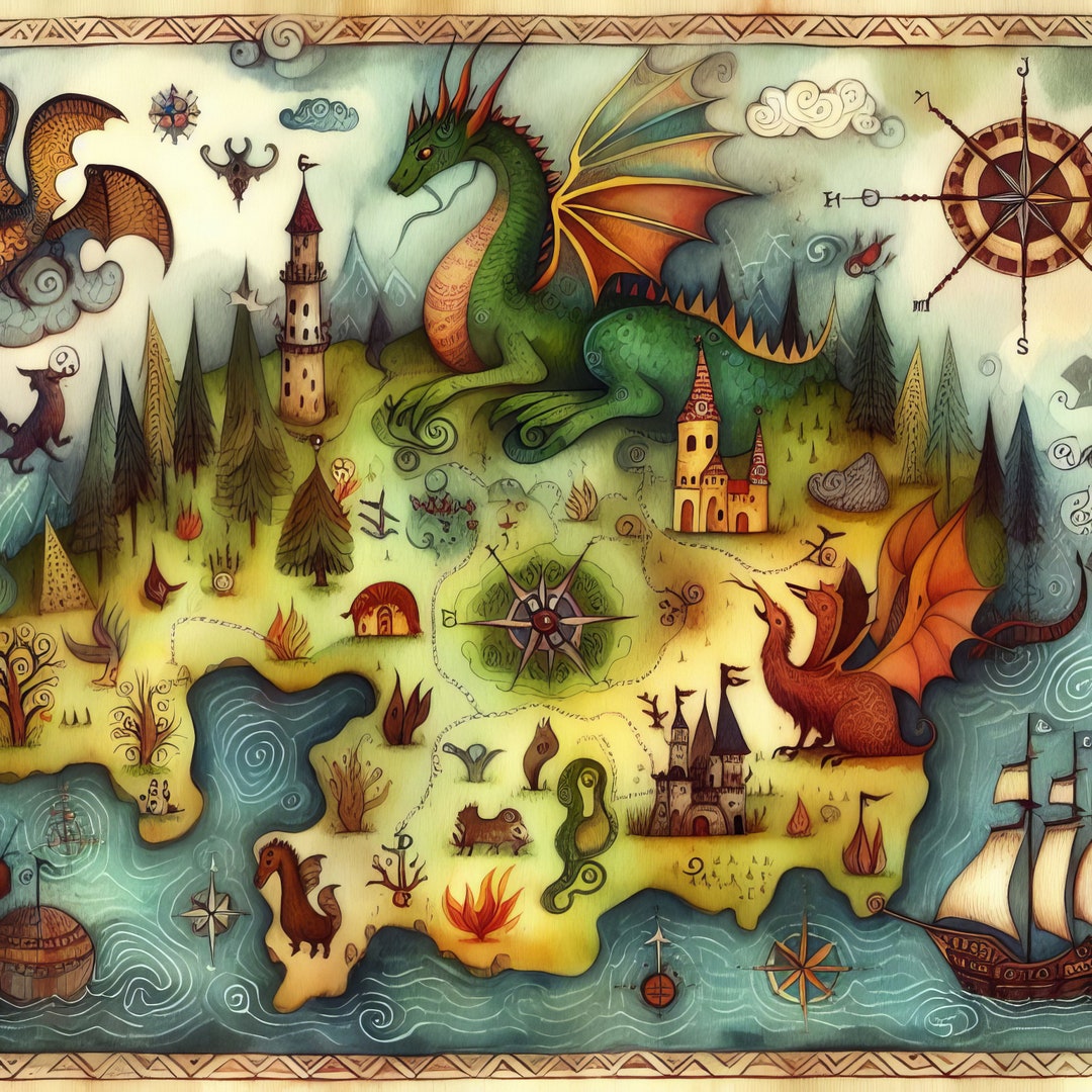 Fantasy World Maps Whimsical, Digital Art, Card Making, Scrapbooking ...