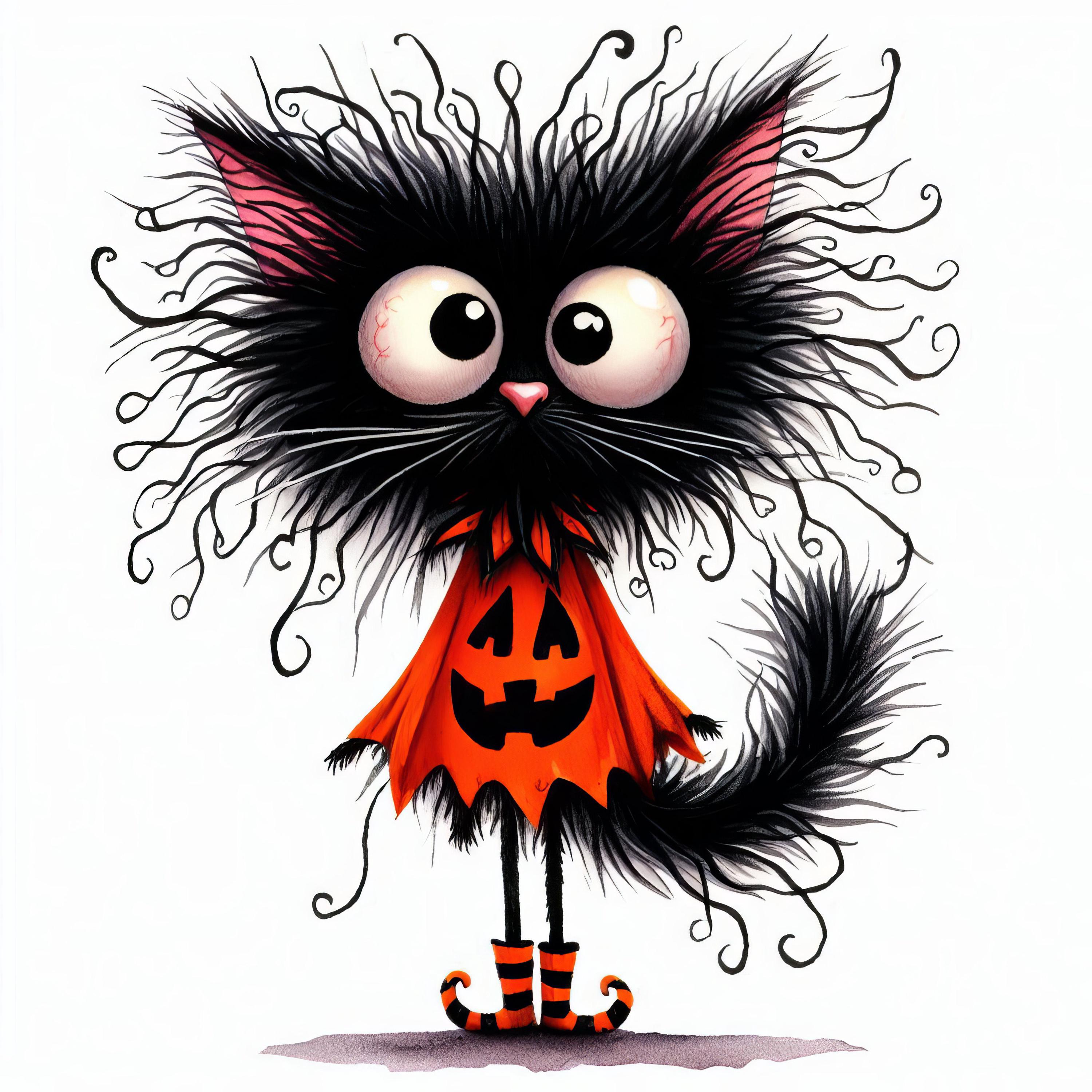Quirky Halloween Cat Clip Art, Digital Art, Card Making, Scrapbooking ...