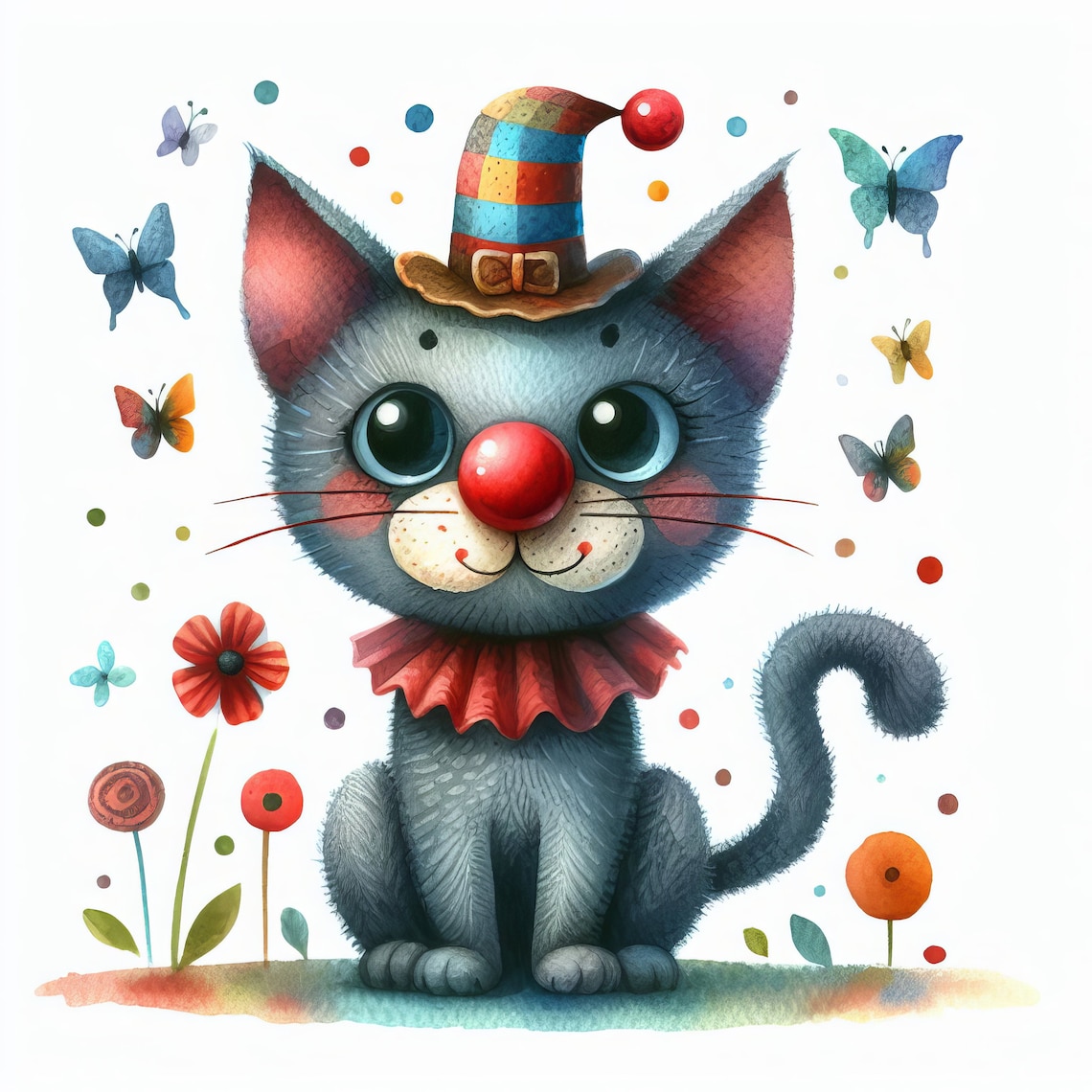Cat Clowns Whimsical, Digital Art, Card Making, Scrapbooking, Junk ...