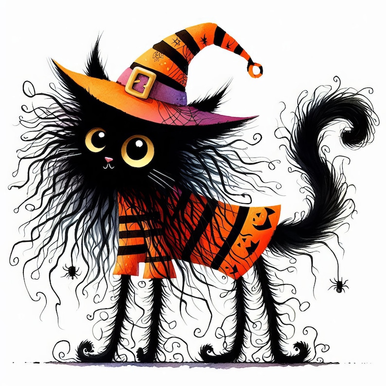 Quirky Halloween Cat Clip Art, Digital Art, Card Making, Scrapbooking ...