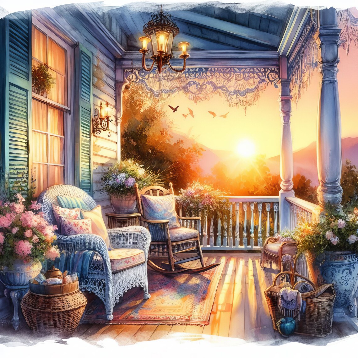 Southern Sunset Porches Shabby Chic, Digital Art, Card Making ...