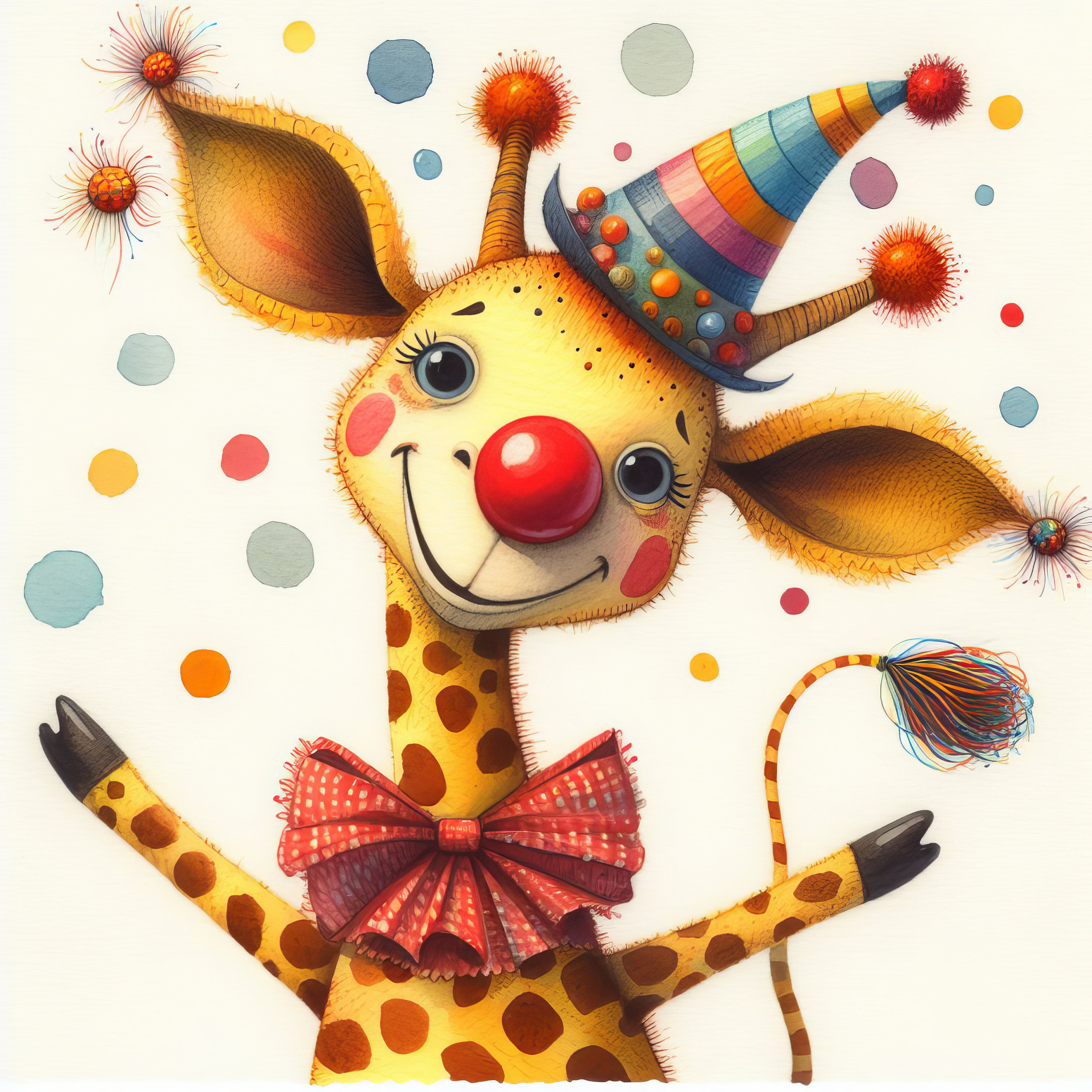Giraffe Clowns Whimsical, Digital Art, Card Making, Scrapbooking, Junk ...