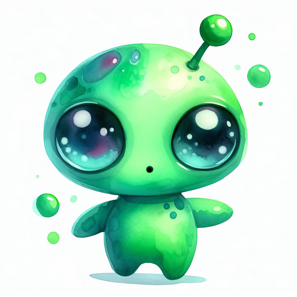 Whimsical Green Aliens V2 Halloween, Monsters, Wall Art, Card Making ...