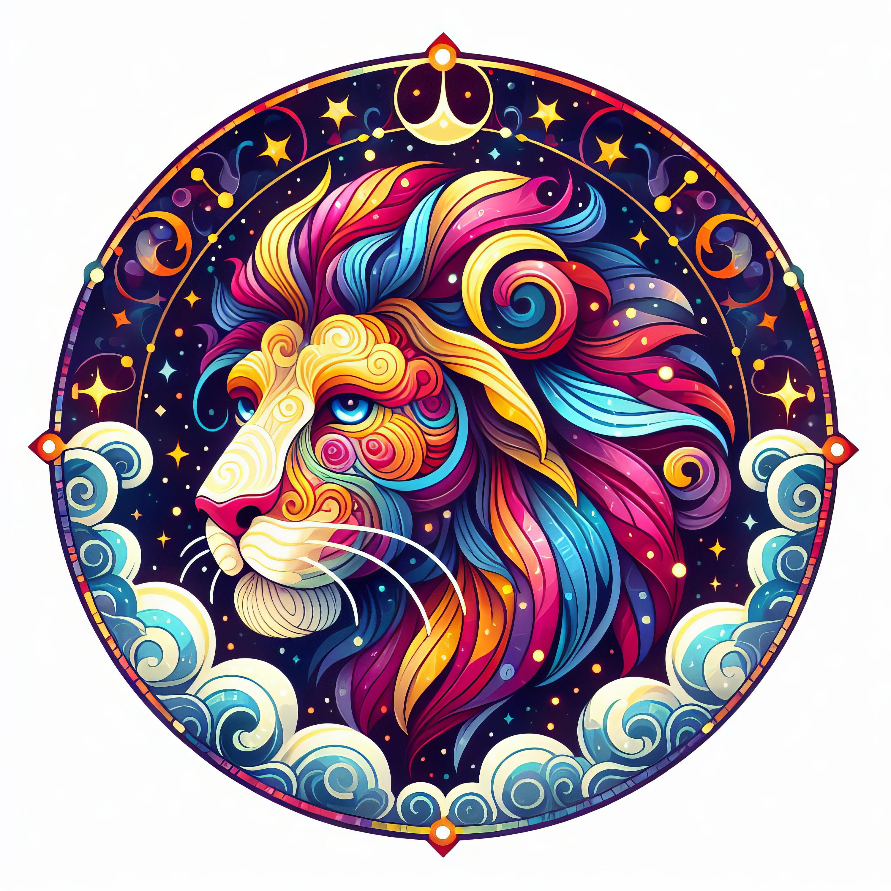 Colorful Leo Zodiac Digital Art, Scrapbooking, Junk Journal, Clip Art ...