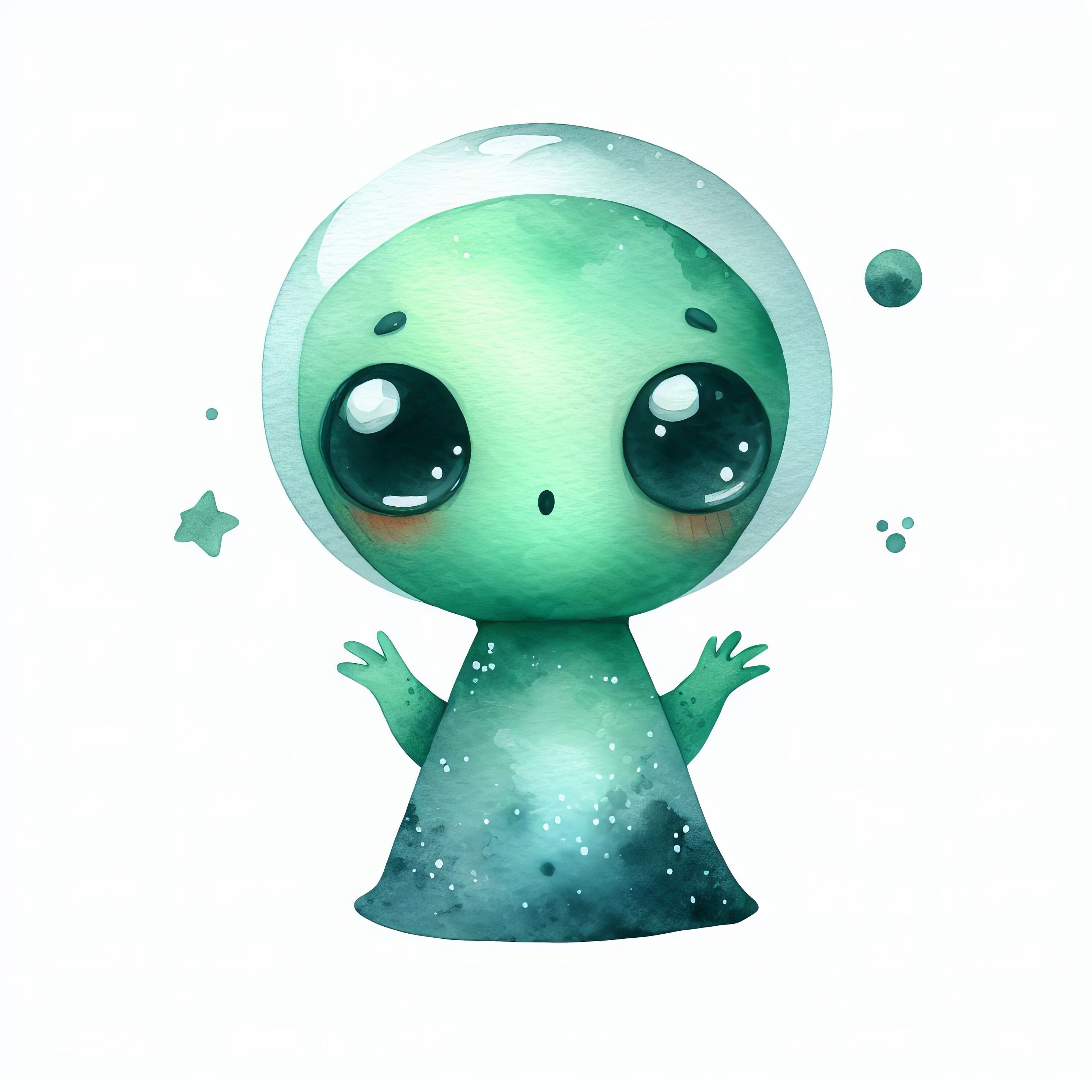 Whimsical Green Aliens V2 Halloween, Monsters, Wall Art, Card Making ...