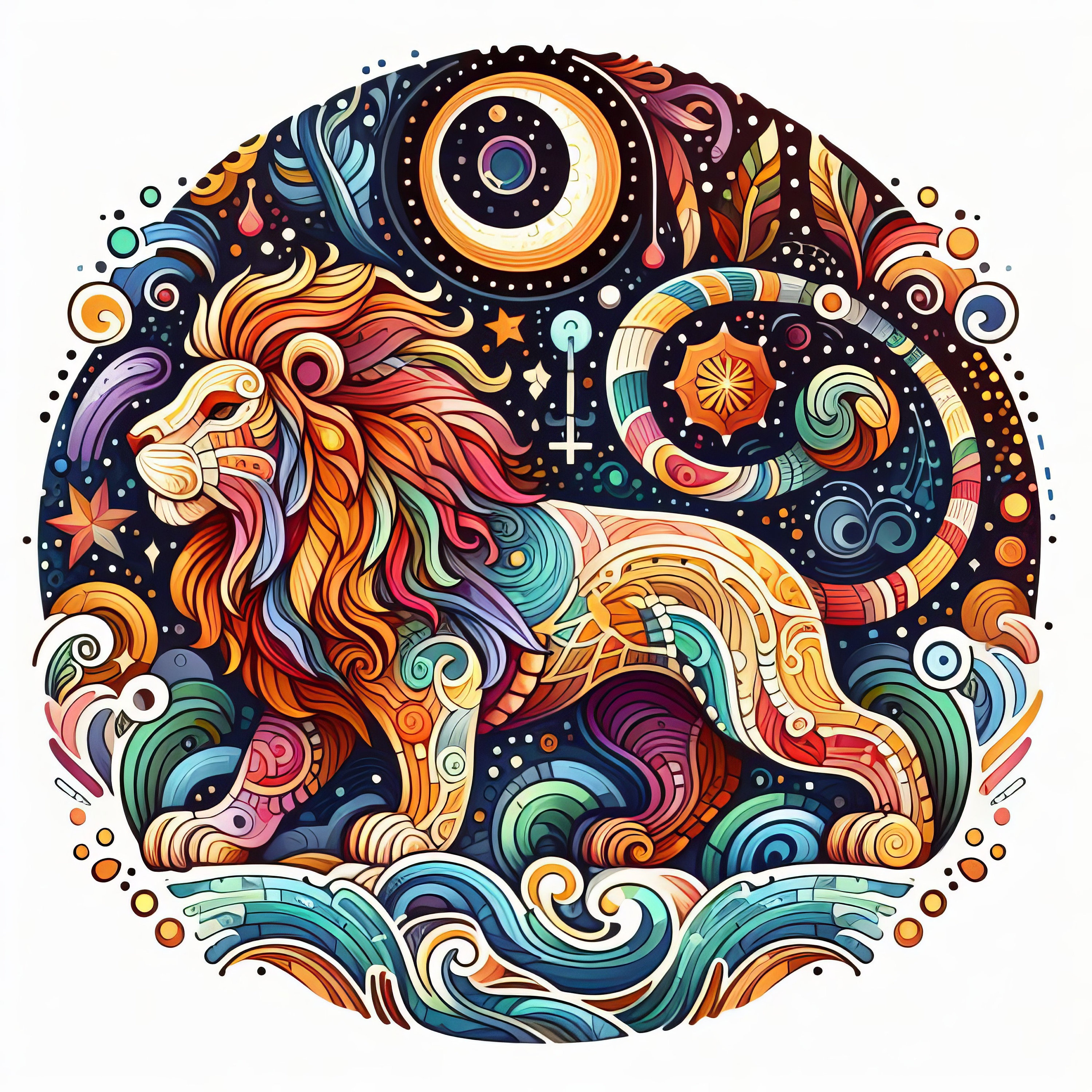 Colorful Leo Zodiac Digital Art, Scrapbooking, Junk Journal, Clip Art ...