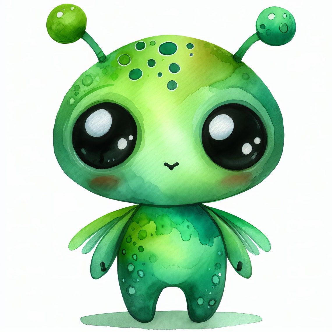 Whimsical Green Aliens V2 Halloween, Monsters, Wall Art, Card Making ...