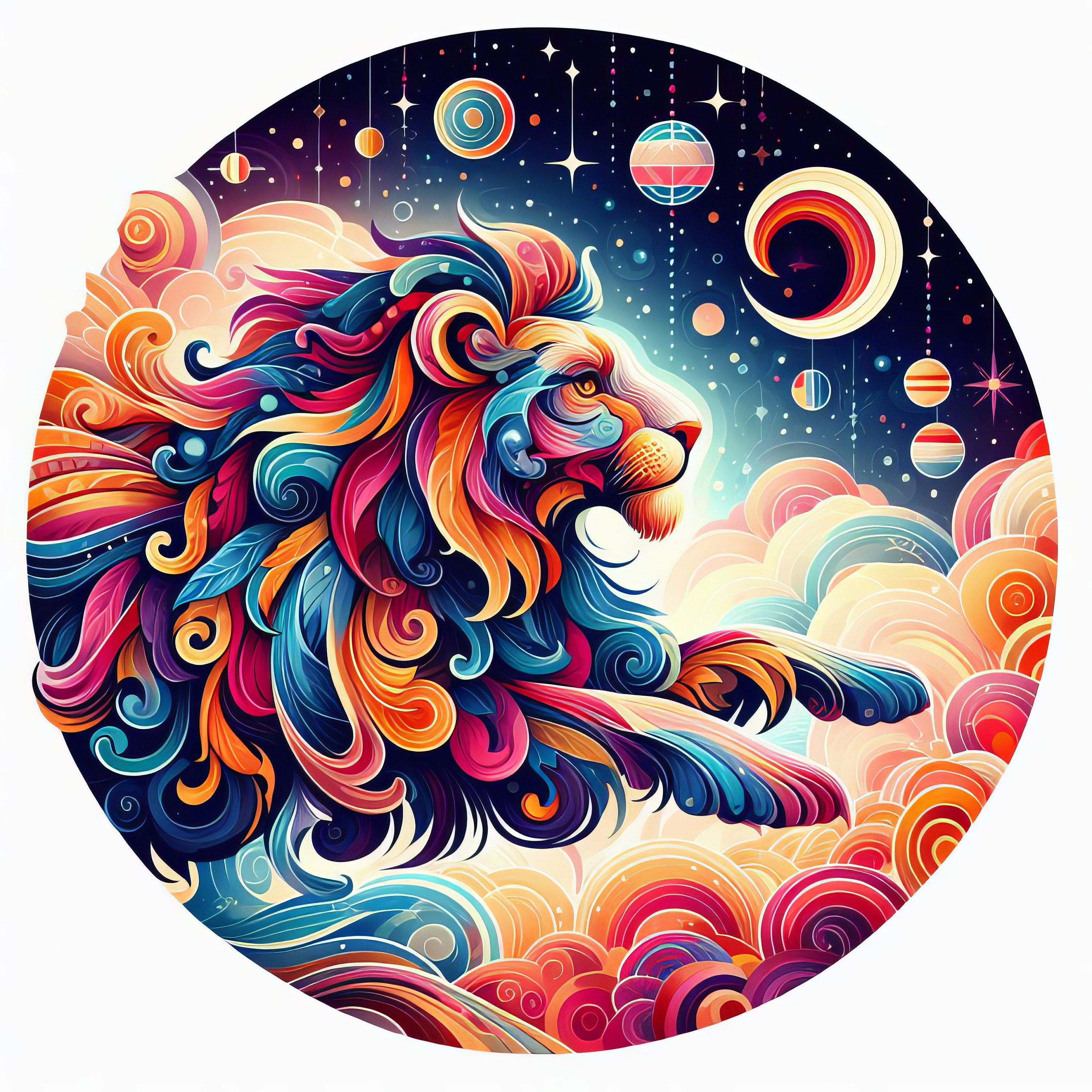 Colorful Leo Zodiac Digital Art, Scrapbooking, Junk Journal, Clip Art ...