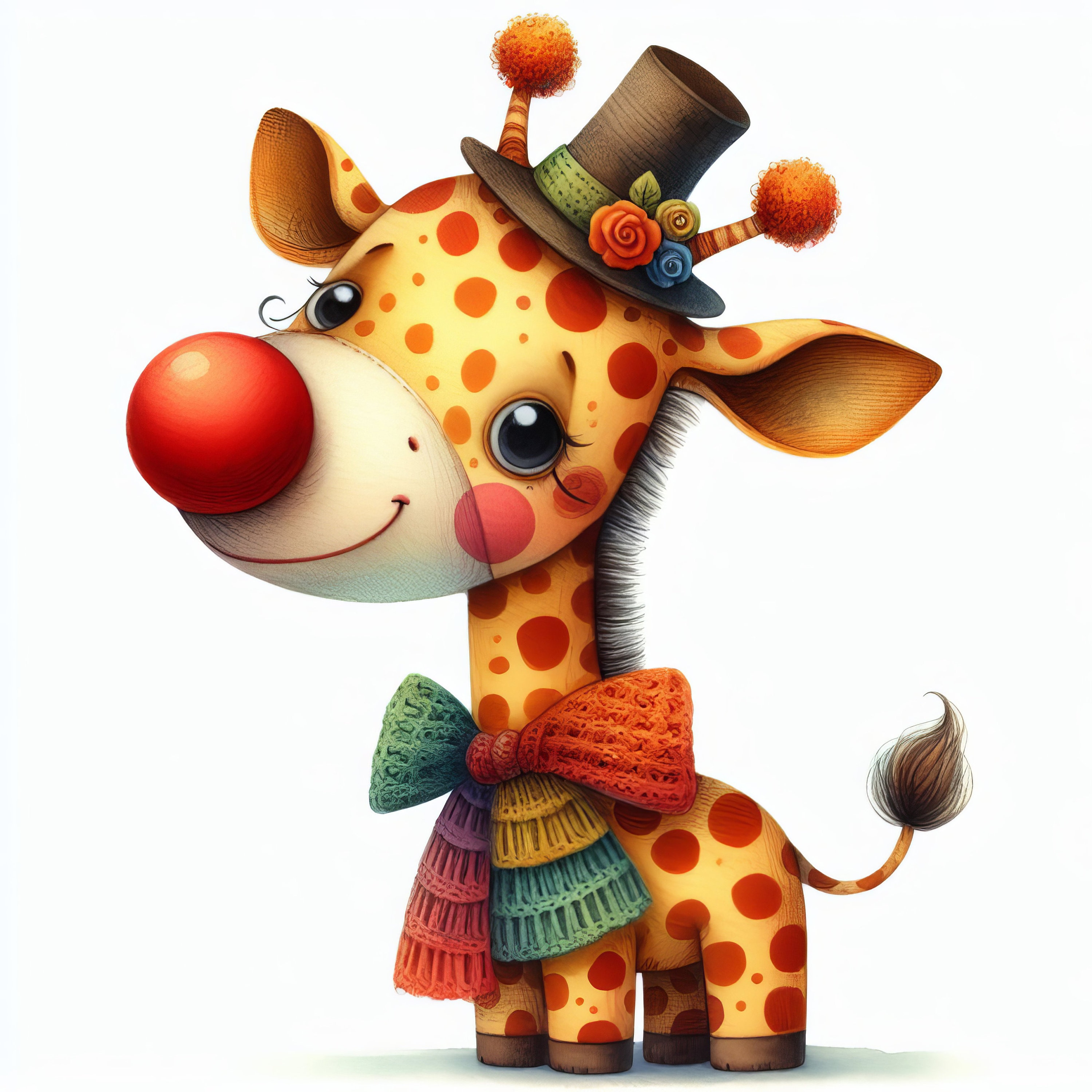 Giraffe Clowns Whimsical, Digital Art, Card Making, Scrapbooking, Junk ...