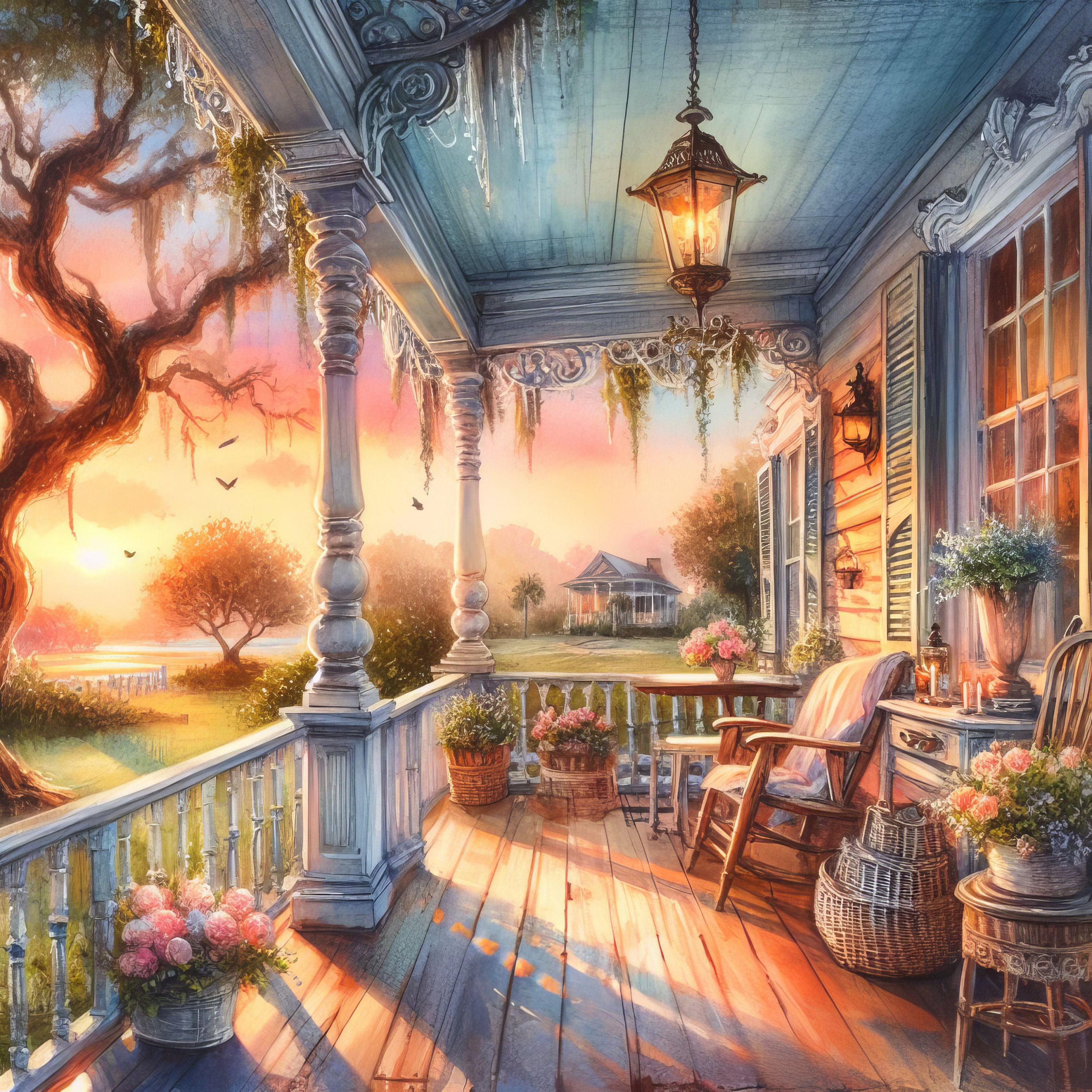 Southern Sunset Porches Shabby Chic, Digital Art, Card Making ...