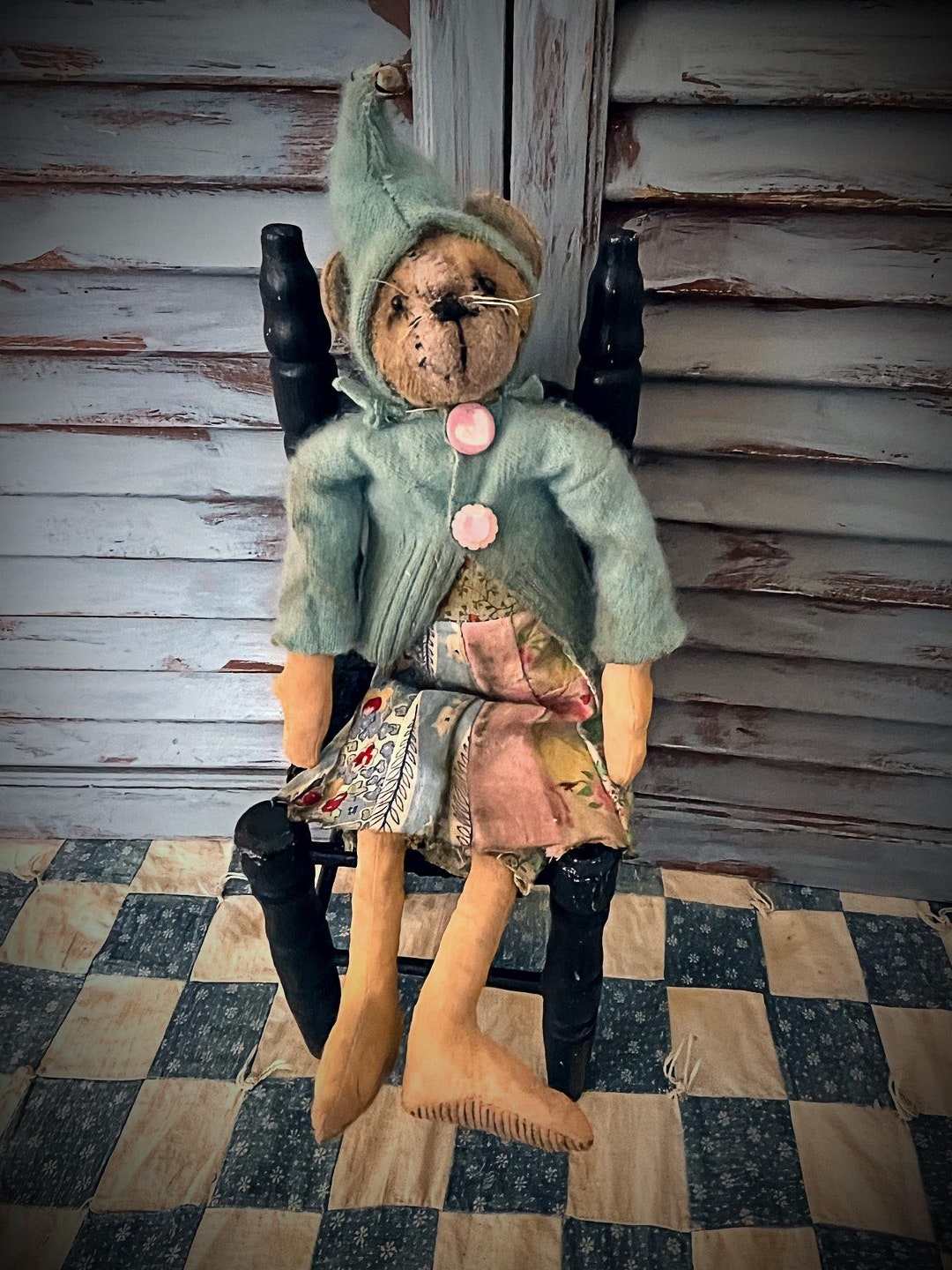 MUSTARD SEED Originals-primitive-cloth Stuffed-cat-feline-dolls-cat Doll-shabby Chic-collectible ...