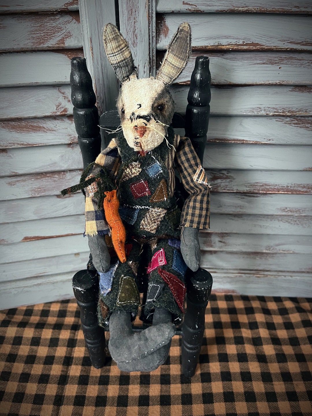 MUSTARD SEED Originals-primitive Rabbit Doll Bunny-bunny Doll-art Doll ...