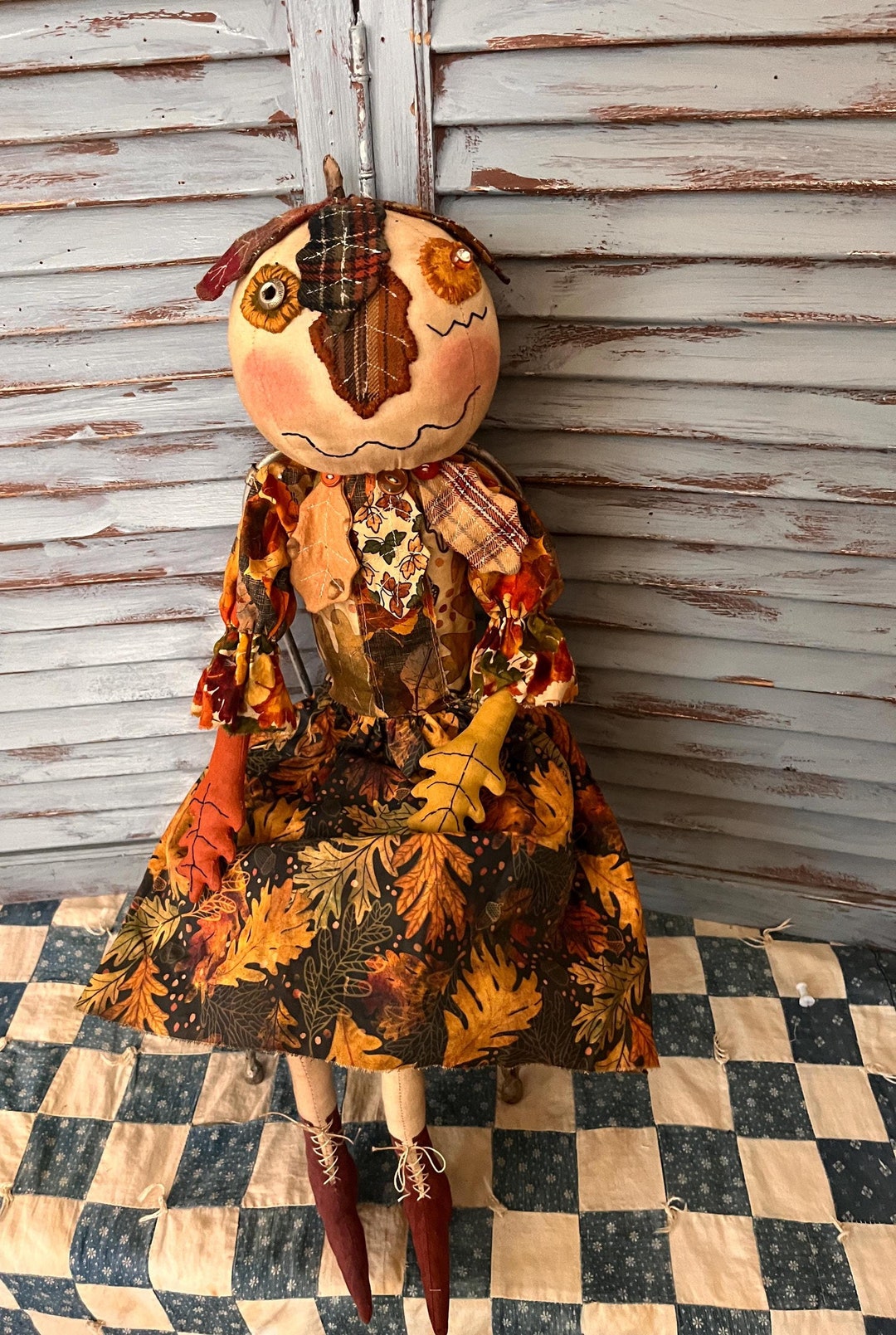 MUSTARD SEED Originals-primitive Fall-fall Doll-leaf Doll-handmade ...