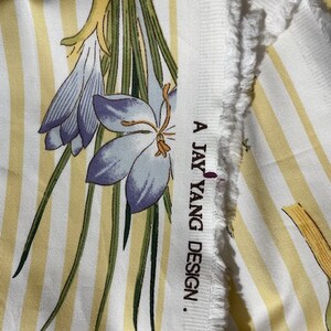 Jay Yang Large Floral Yellow Stripe Print Cotton -drapes, Pillows, Home ...