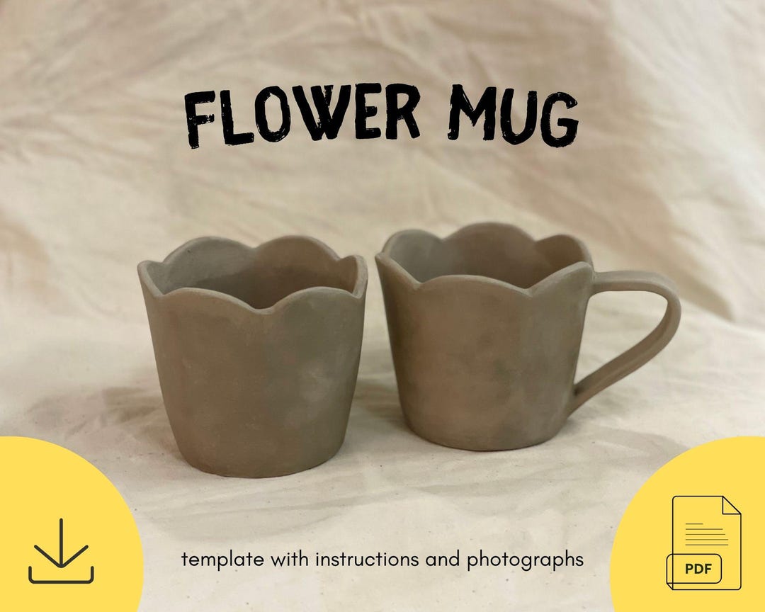 Flower Mug Template DIY Ceramics Stencil Pottery Crafts ENGLISH - Etsy