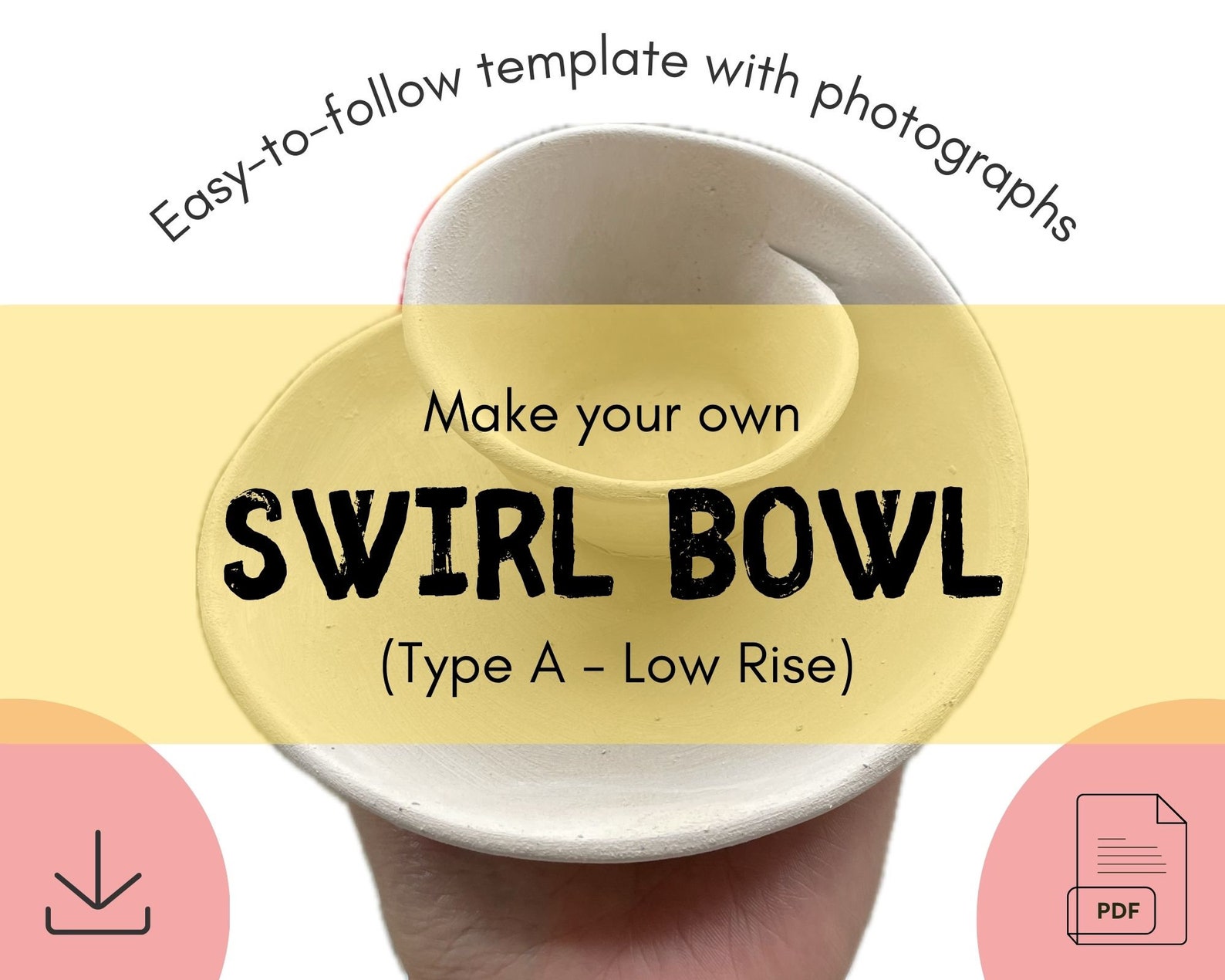 Swirl Bowl Template type A Low Rise DIY Ceramics Pottery Crafts ENGLISH ...