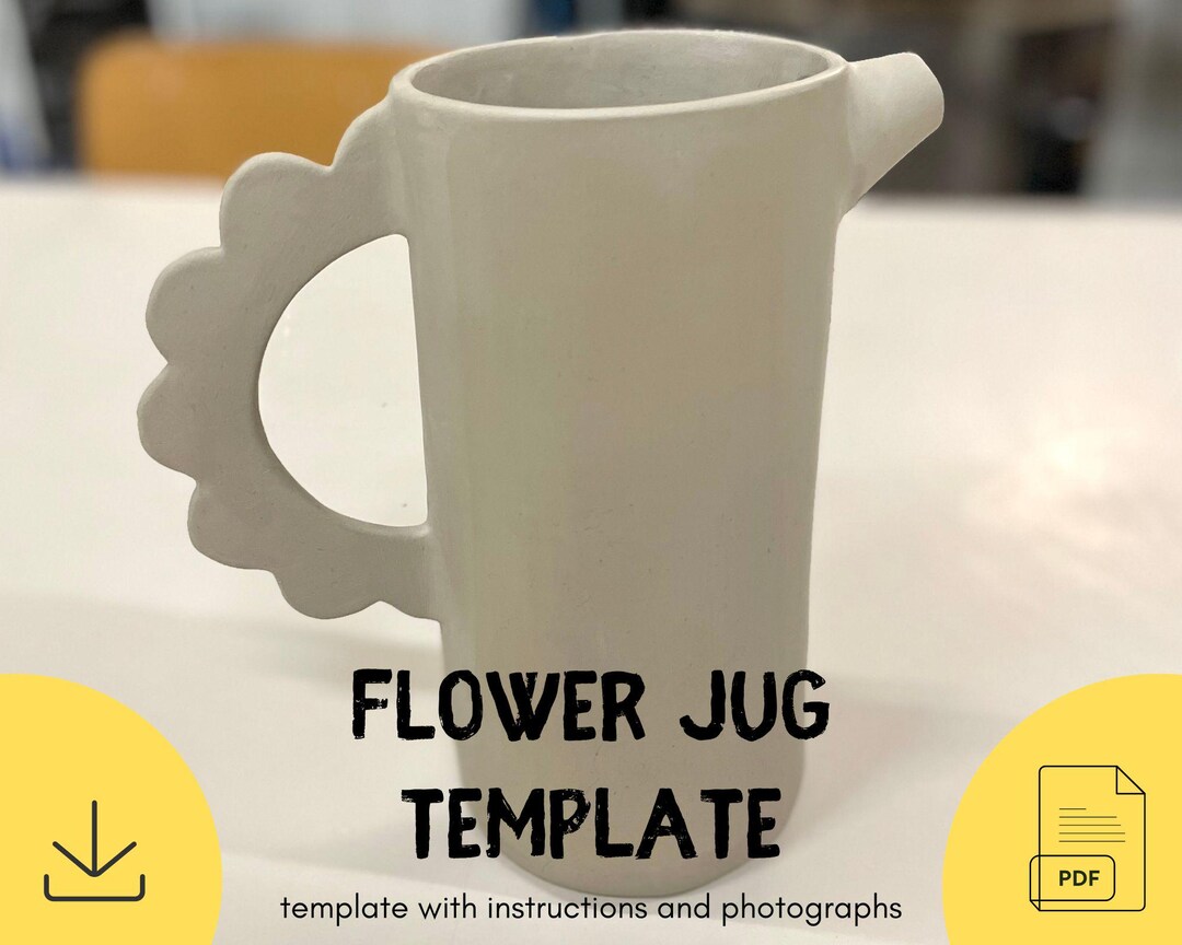 Flower Water Jug Template DIY Ceramics Stencil Pottery Crafts ENGLISH ...