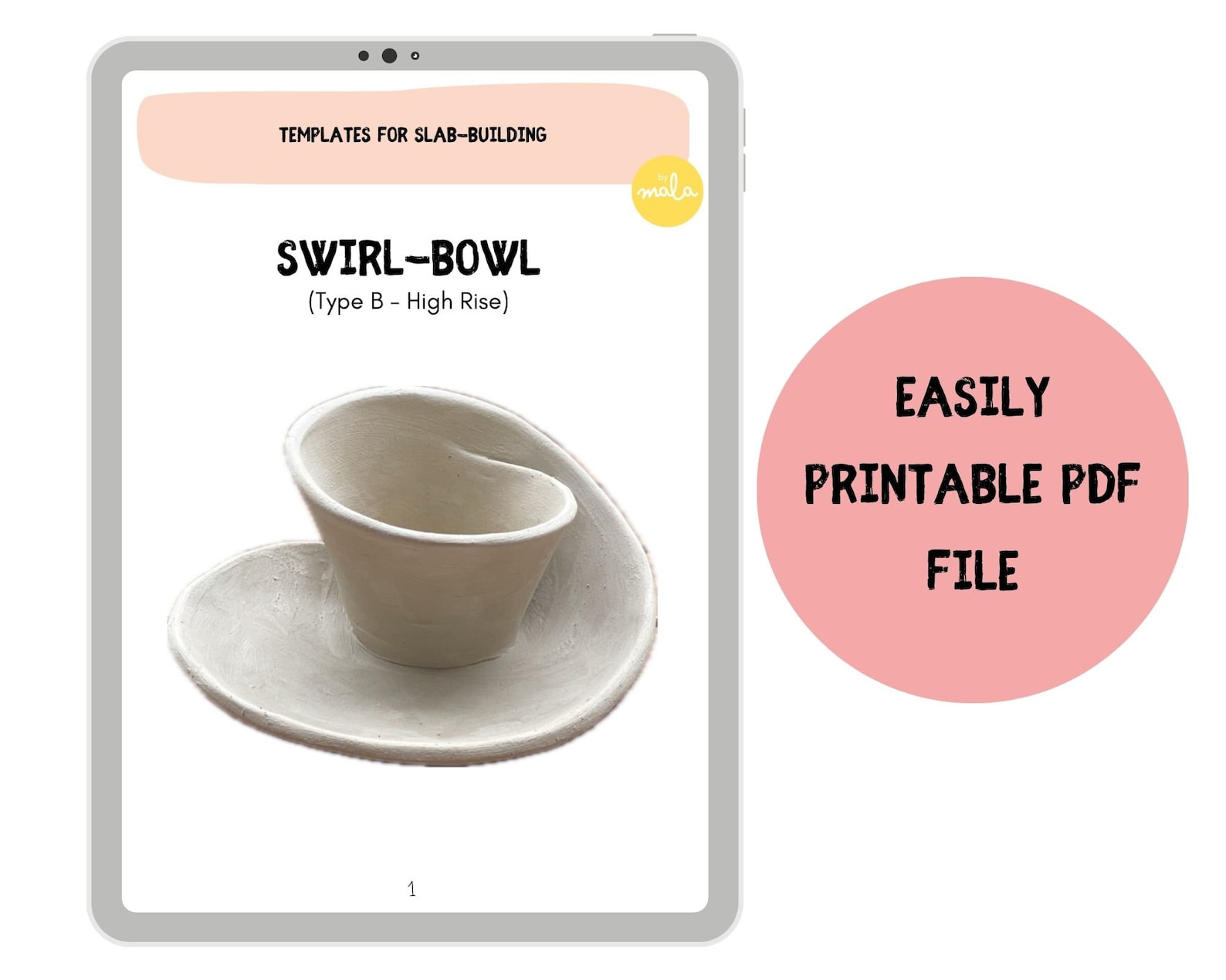 Swirl Bowl Template type B High Rise DIY Pottery Slab-building ENGLISH ...