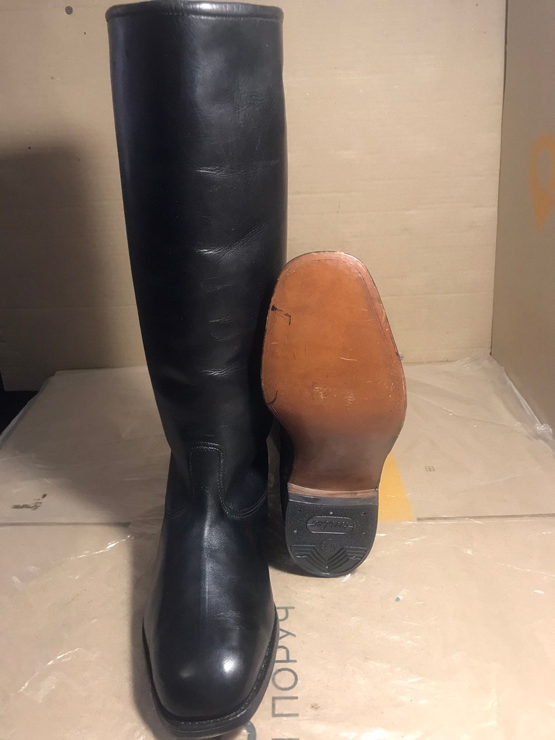 Vintage Chrome Winter Soviet East German Boots Officer Riding Army GDR ...