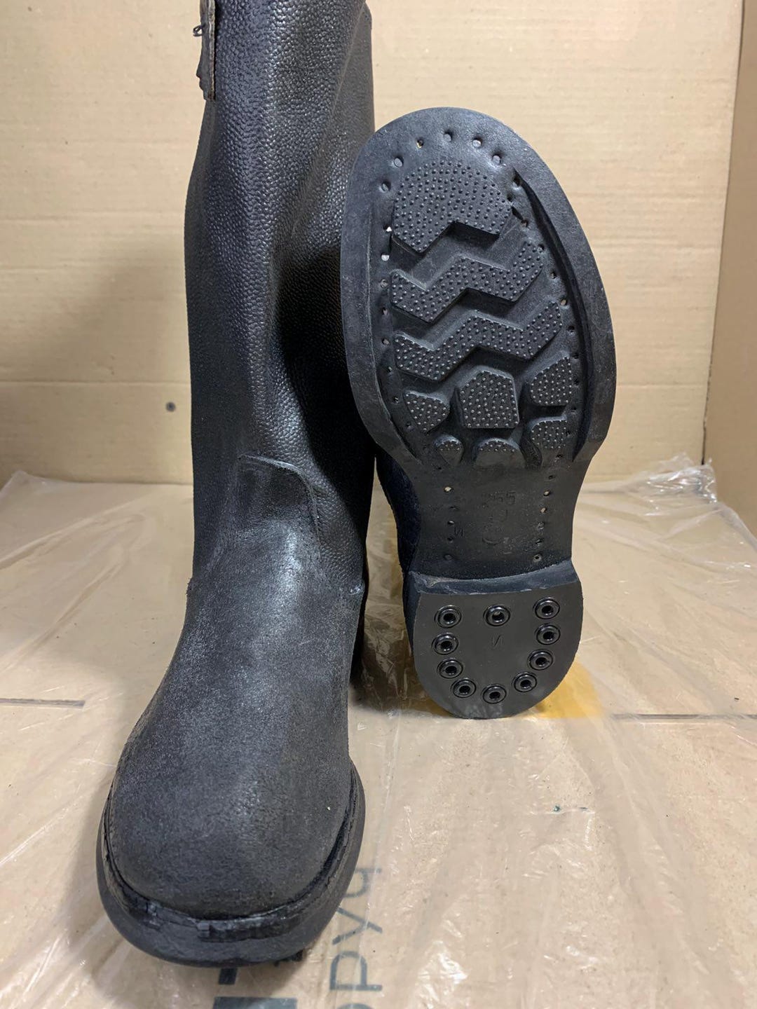 Soviet Vintage Russian Boots With Belts Kirza- Kersey Military Soldier ...