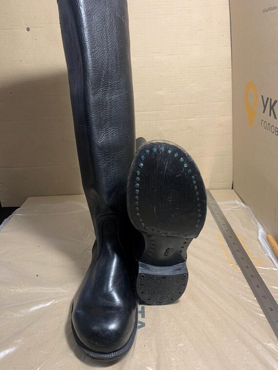 Vintage rare Soviet Russian Leather Military Boots O… - Gem