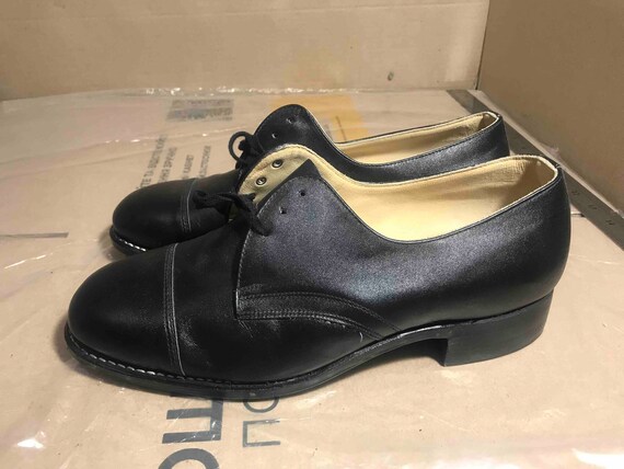 Vintage Soviet Black leather officer shoes Soviet… - Gem