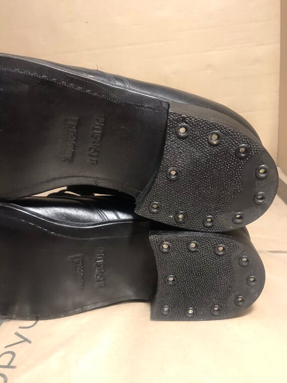 Vintage Soviet Black leather officer shoes Soviet… - Gem