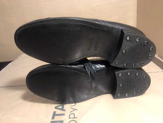 Vintage Soviet Black leather officer shoes Soviet… - Gem
