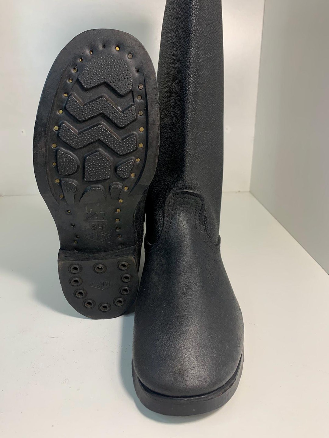 Vintage Soviet Military Kirza Boots | Soviet Army Soldier Combat Boots ...