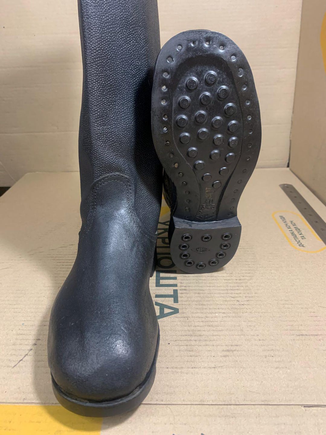 Vintage Rare Soviet Military Kirza Kersey Boots ( 40) With Bubble Soles ...