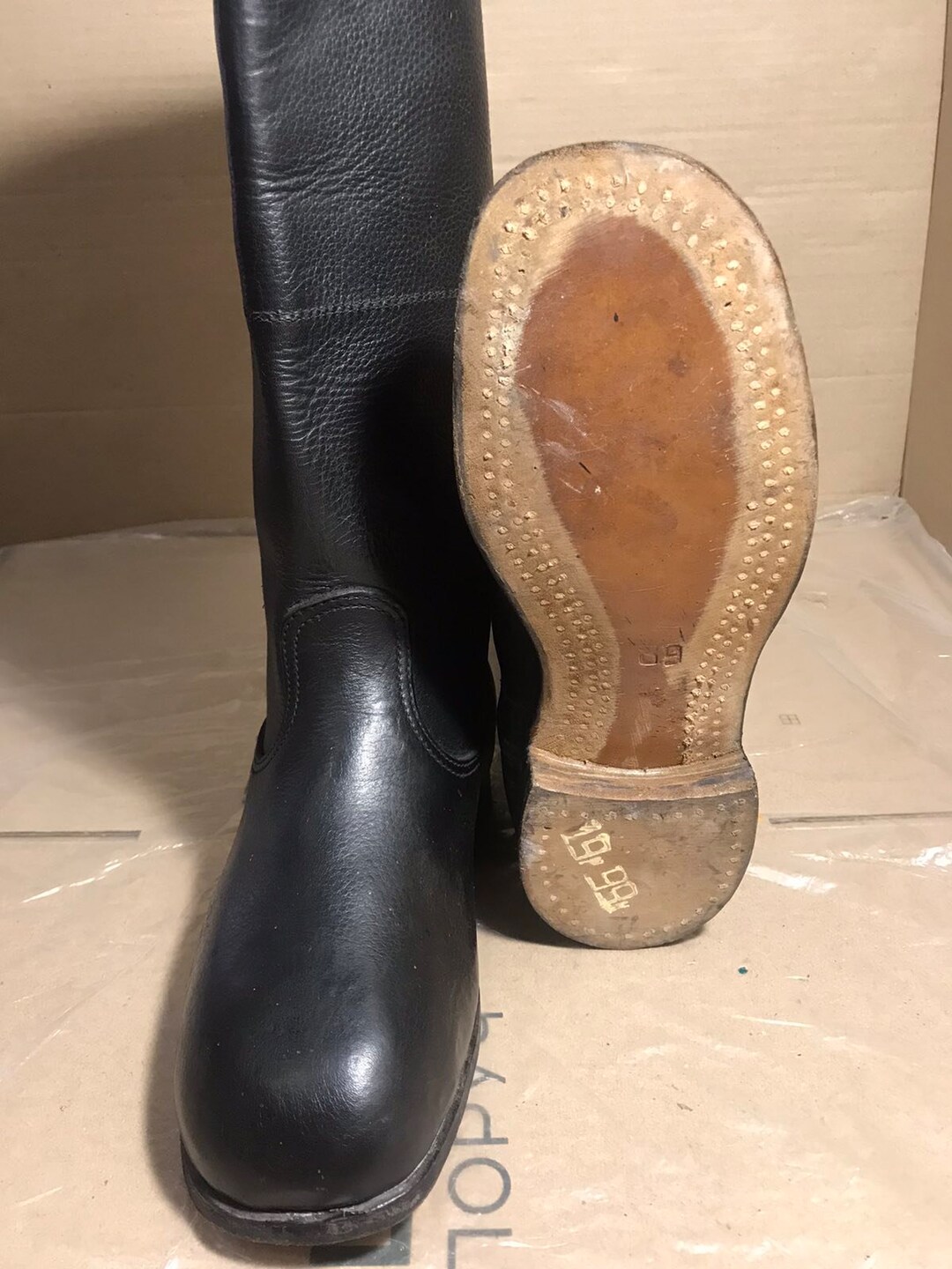 Soviet Russian Leather Military Boots size 39 Officer Cowhide Yuft ...