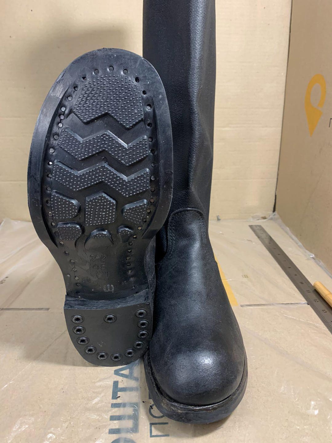 Vintage Soviet Russian Boots Classic Kirza Kersey/leather Military ...