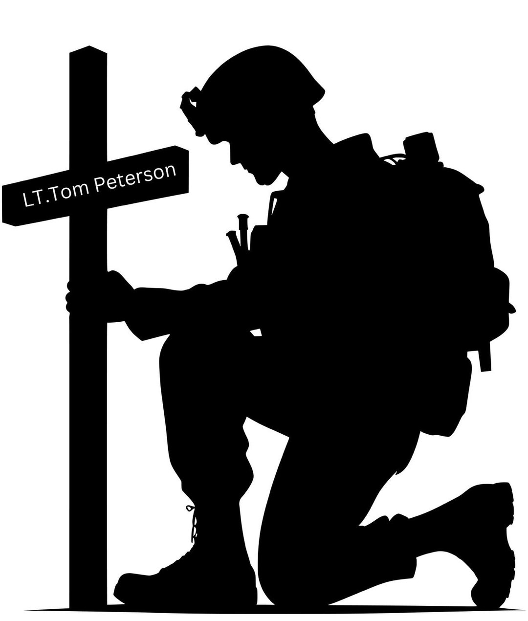 Personalized Metal Art Sign Patriotic Kneeling Soldier by a Cross ...