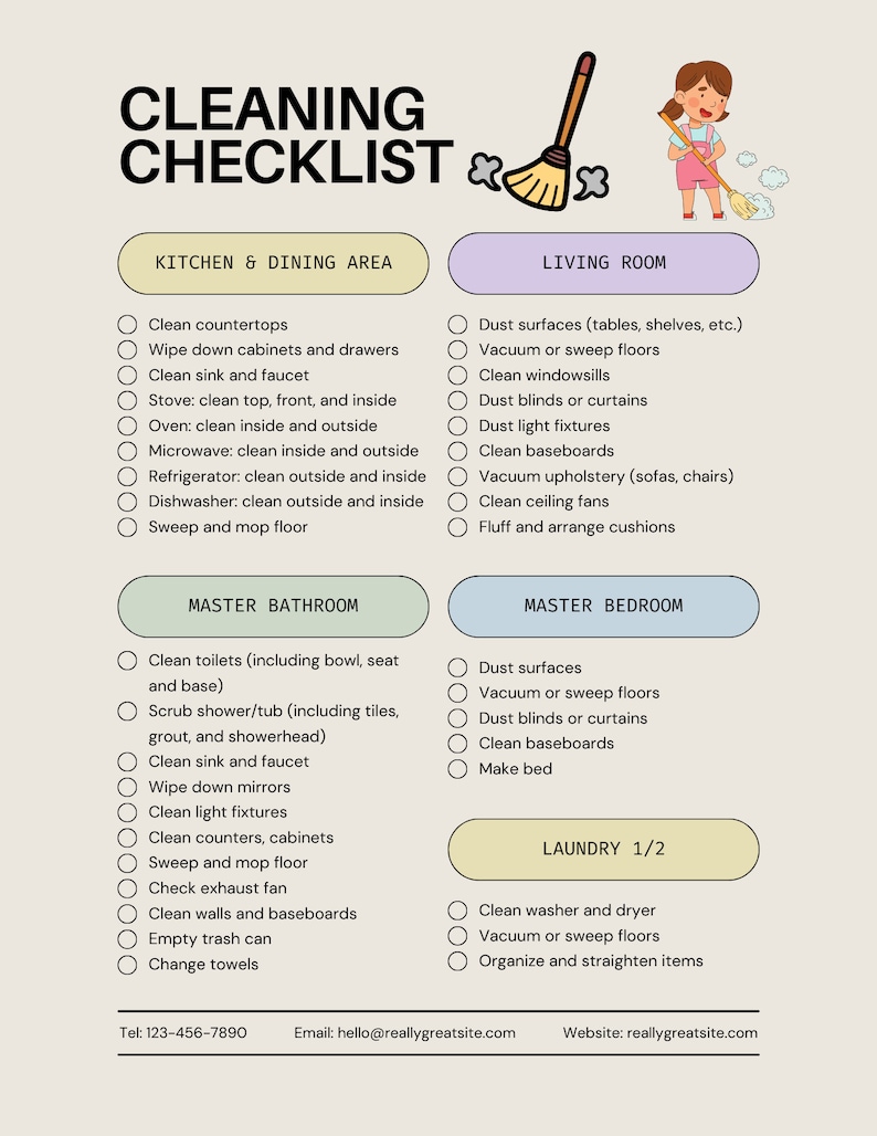 Cleaning Checklist Digital Down Load Checklist Editable - Etsy