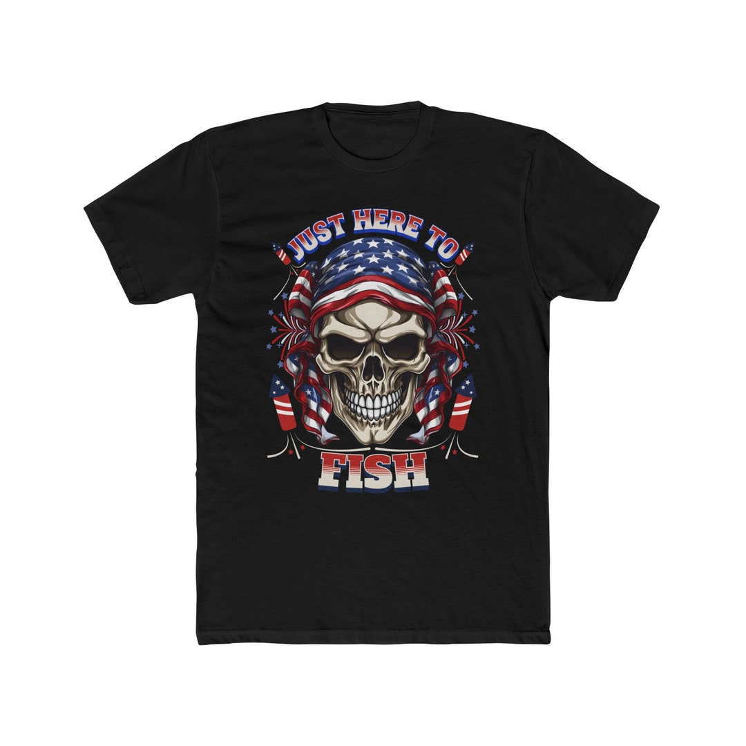 4th of July Tshirt Biker Fishing Tee Skeleton T Shirt Fourth American ...