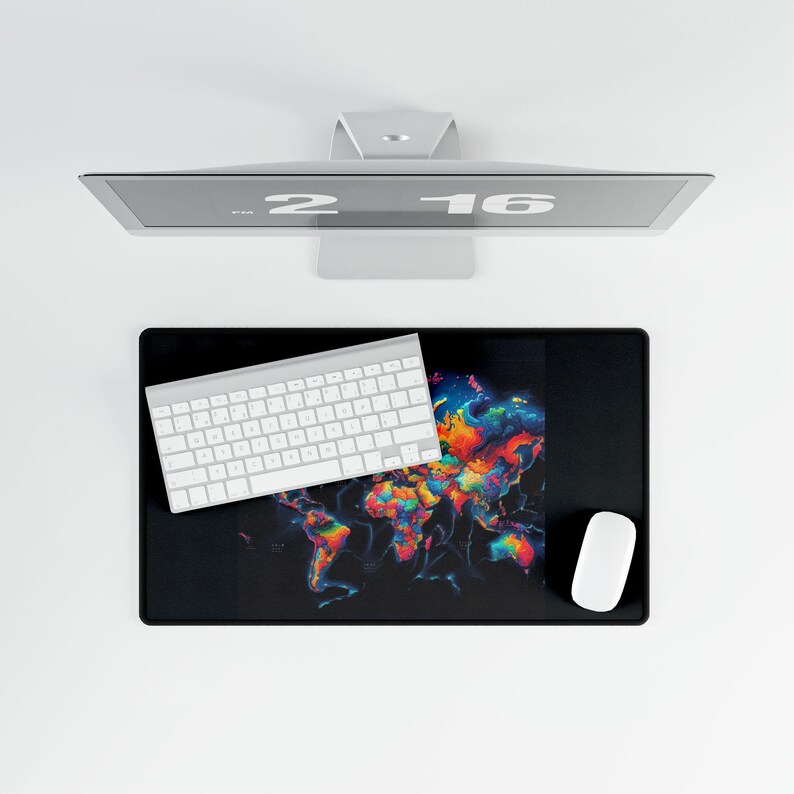 World Map Desk Mat, Office Decor Computer Pad, Desk Blotter, Mouse Pad ...