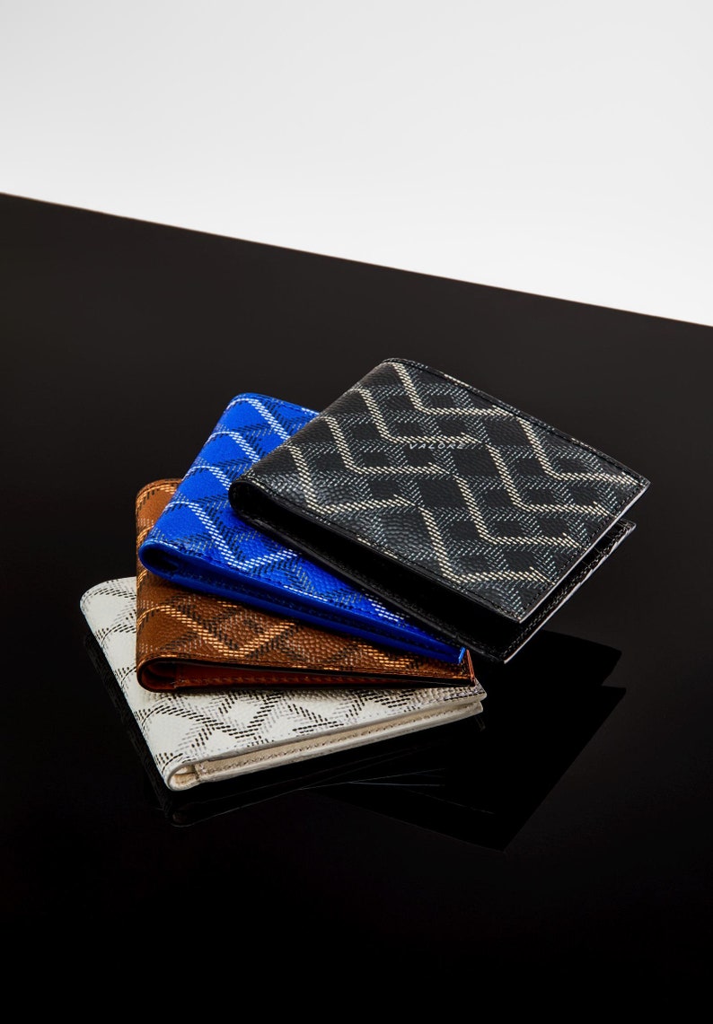 Valore London Calf Leather Black Monogram Handmade Bi Fold Wallet ...