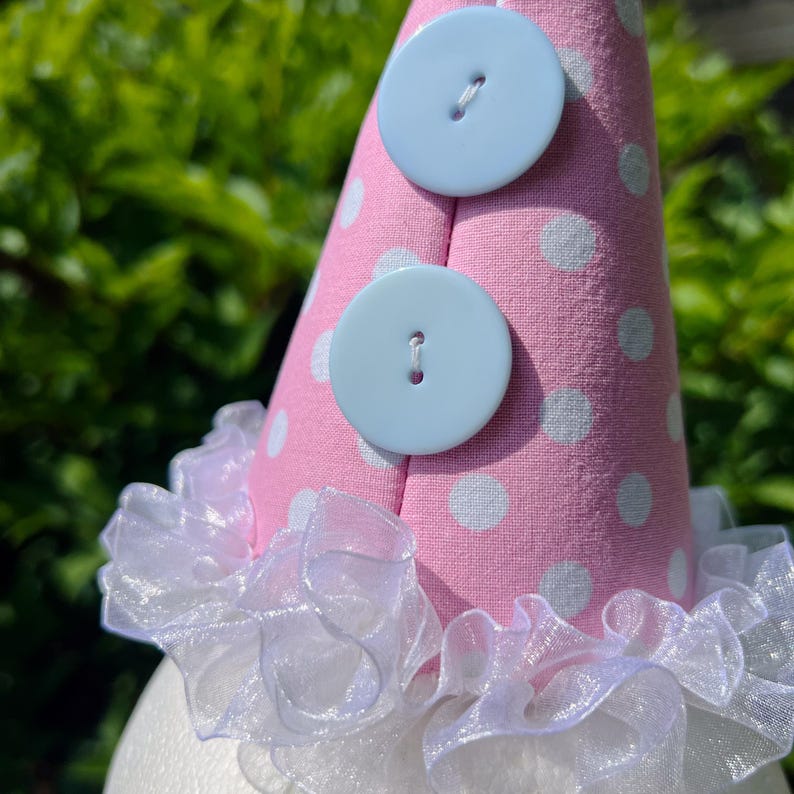 Pink and White Polka Dot Clown Hat With Light Blue Buttons, Circus ...