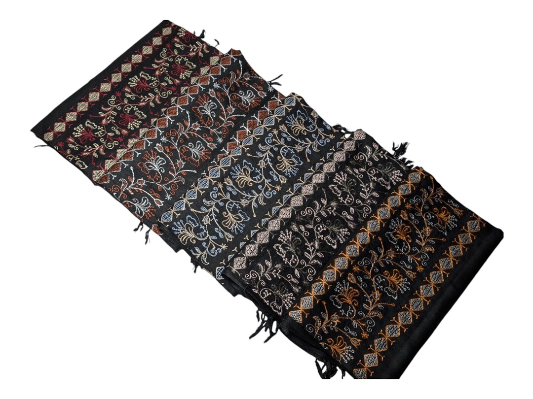 Pure Wool Shawl, Turkish Floral Embroidery, Oversized Wrap - Etsy