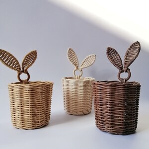 Easter Basket, Utensil Holder, Bunny Easter Basket, Wicker Storage ...