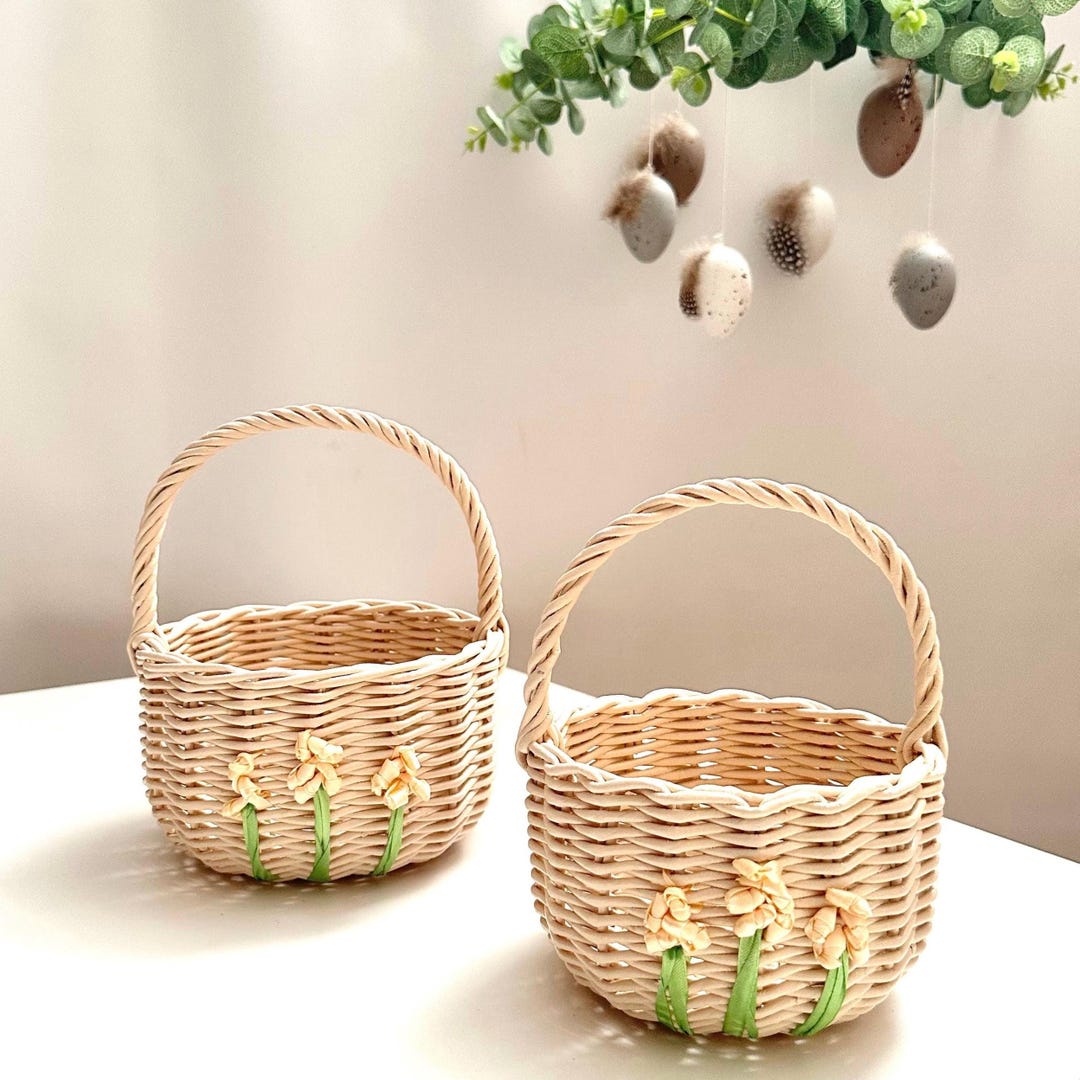 Handwoven Wicker Easter Basket: Rustic Farmhouse Spring Decor - Etsy