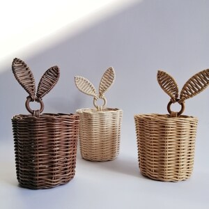 Easter Basket, Utensil Holder, Bunny Easter Basket, Wicker Storage ...