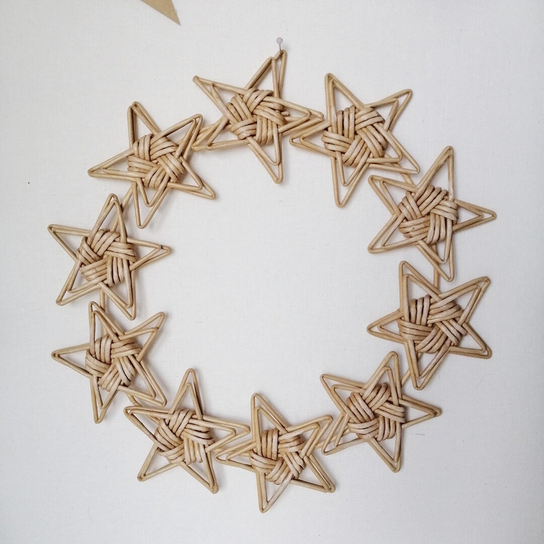 Wicker Star Christmas Wreath: Natural Holiday Wall Decor - Etsy