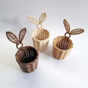 Easter Basket, Utensil Holder, Bunny Easter Basket, Wicker Storage ...