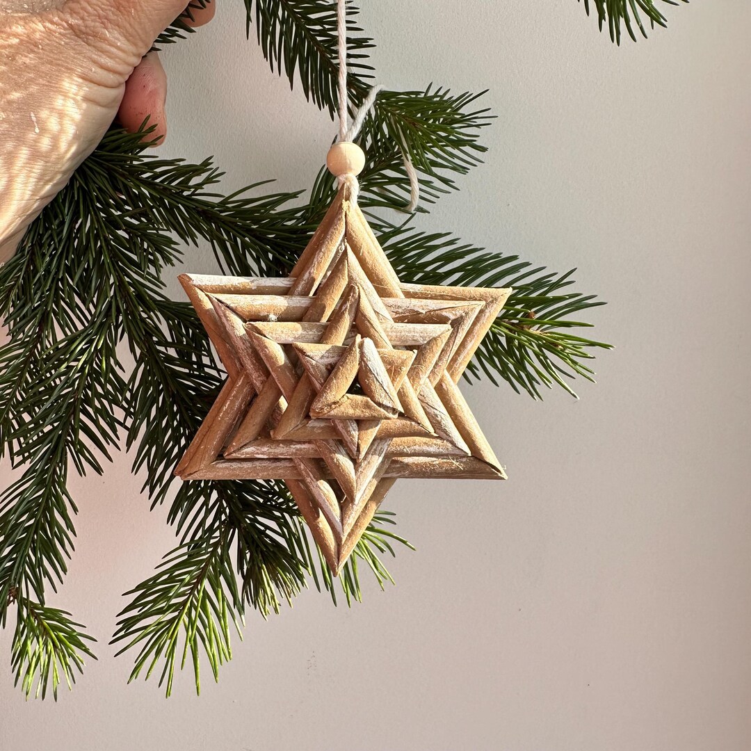 Wicker Star of David Christmas Ornament: Farmhouse Holiday Decor - Etsy