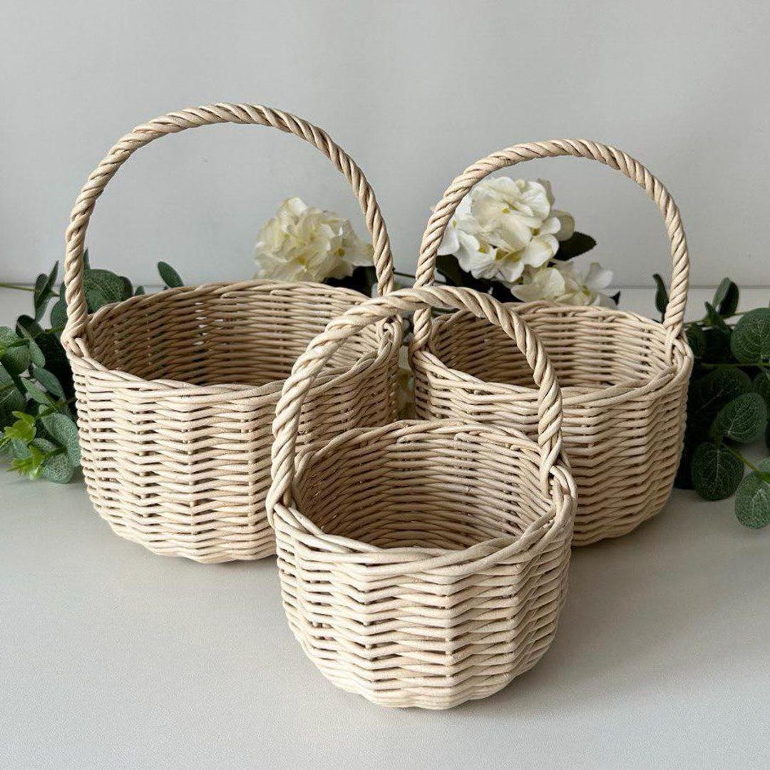 Rustic Wedding Basket Set Wicker Wedding Basket Flower Girl Basket With ...