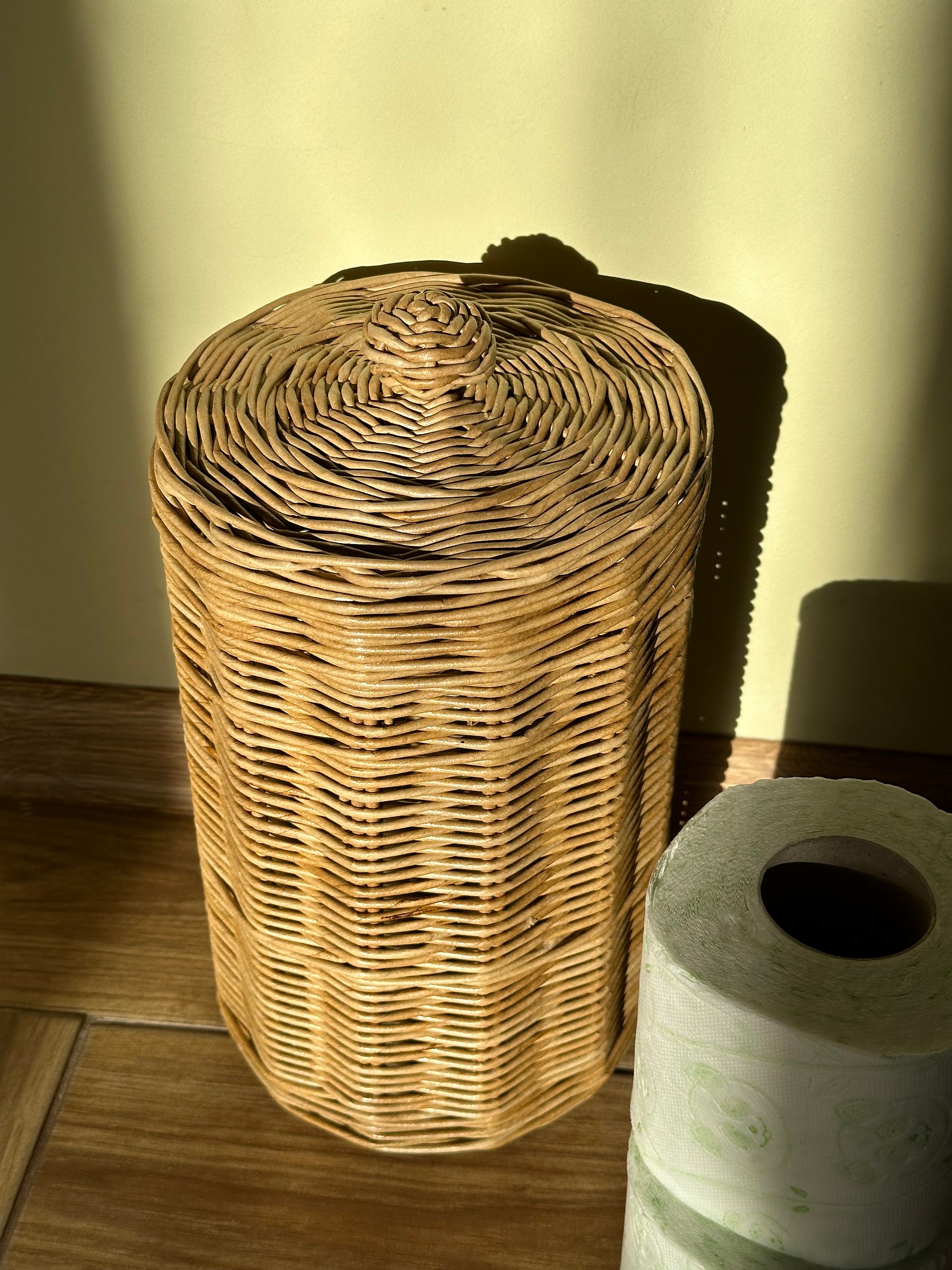 Wicker Toilet Paper Holder With Lid: Bathroom Storage Basket - Etsy