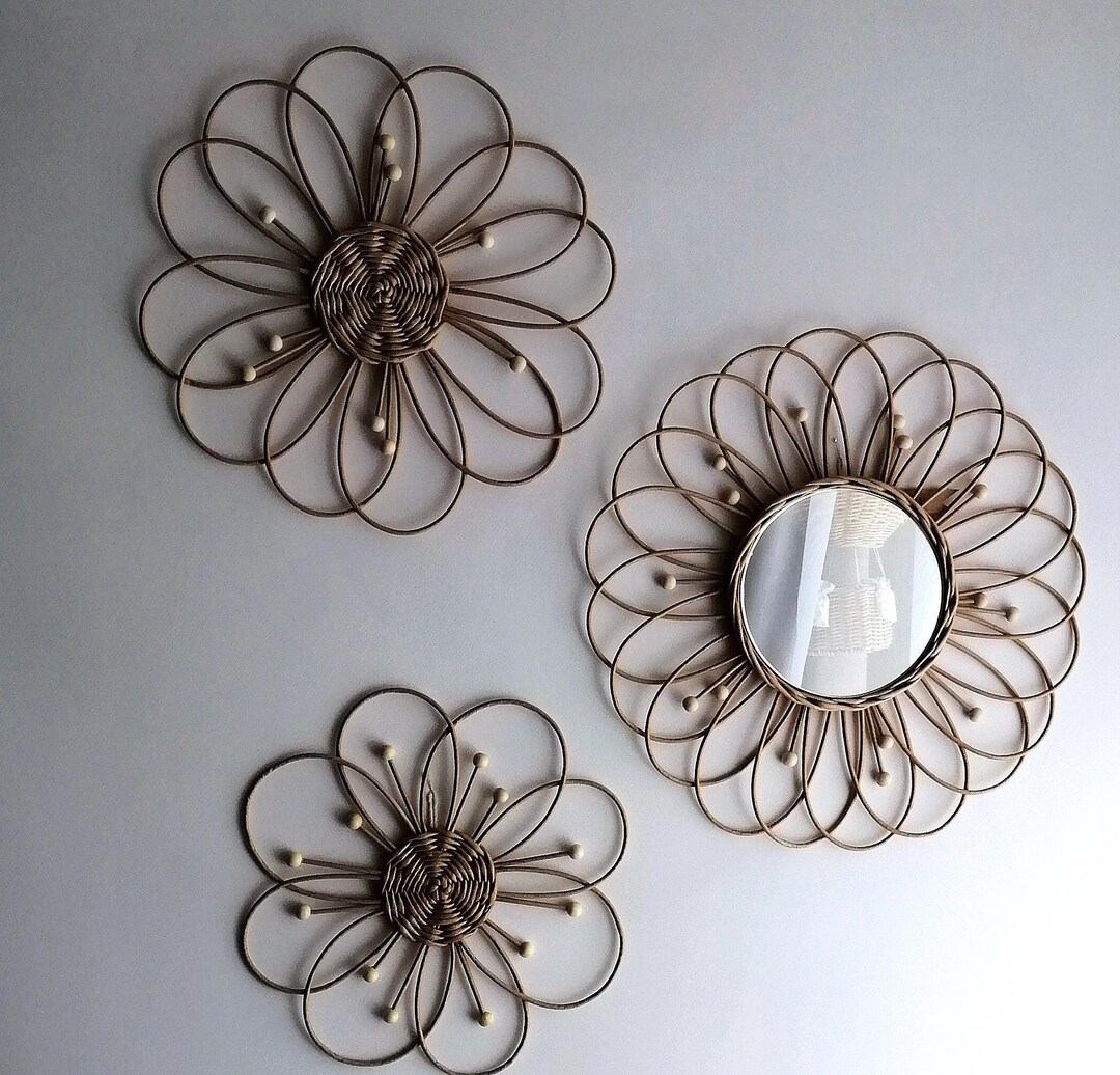Wicker Daisy Flower Mirror: Boho Nursery Decor - Etsy
